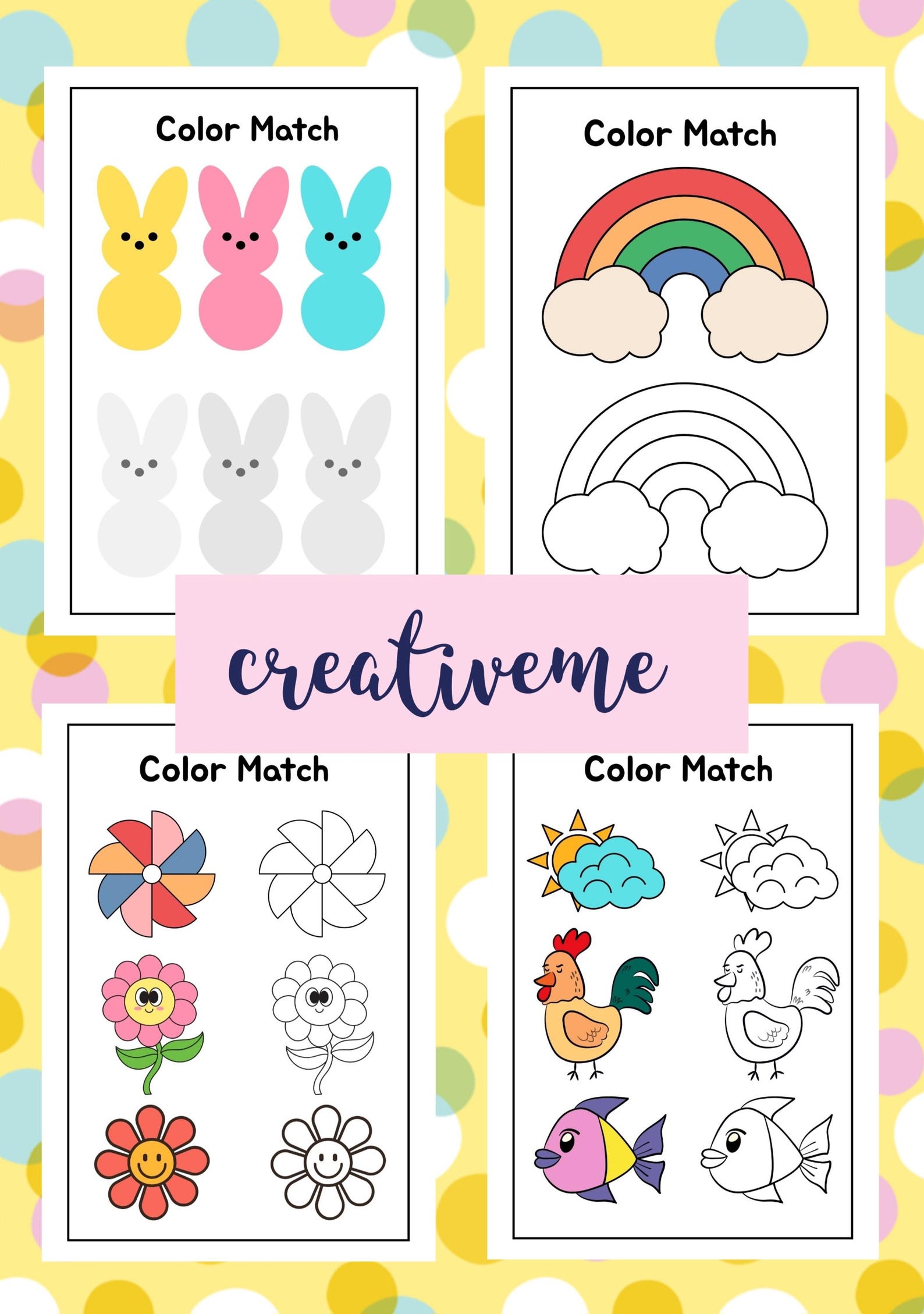 Color Learning Worksheet Bundle: Matching & Tracing (A4 Digital ...