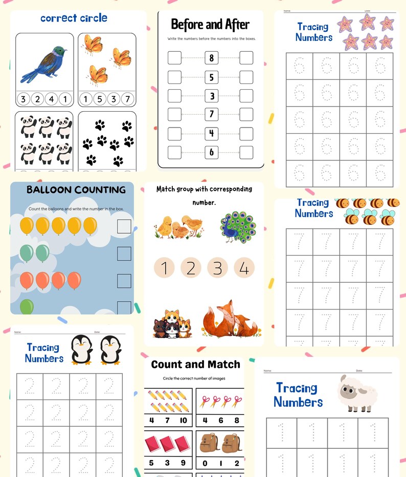 Number Tracing Worksheet for Kids: Learn Numbers 1-10 (digital Download ...