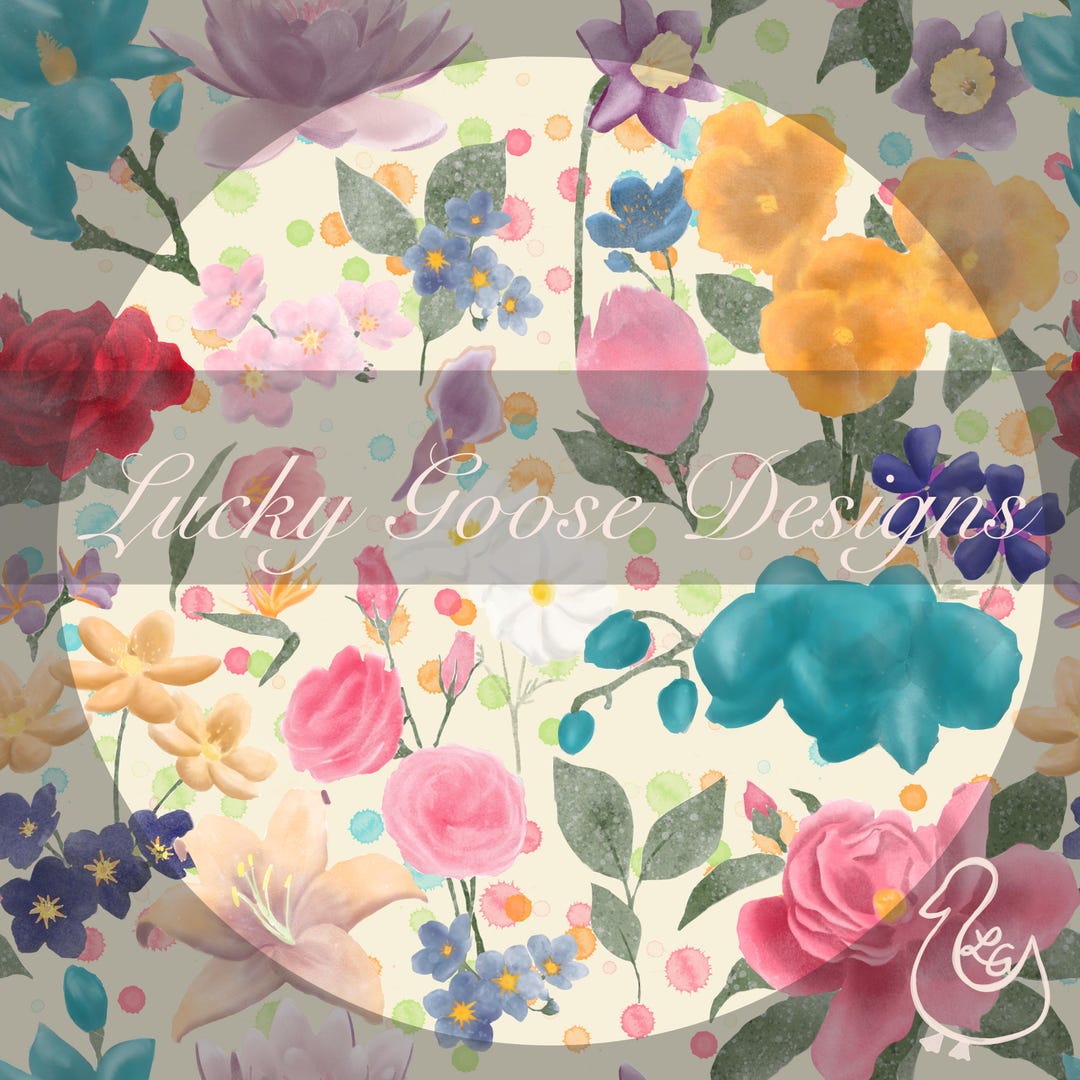 Watercolor Floral Seamless PNG Bundle – Hand Painted Flowers (digital ...