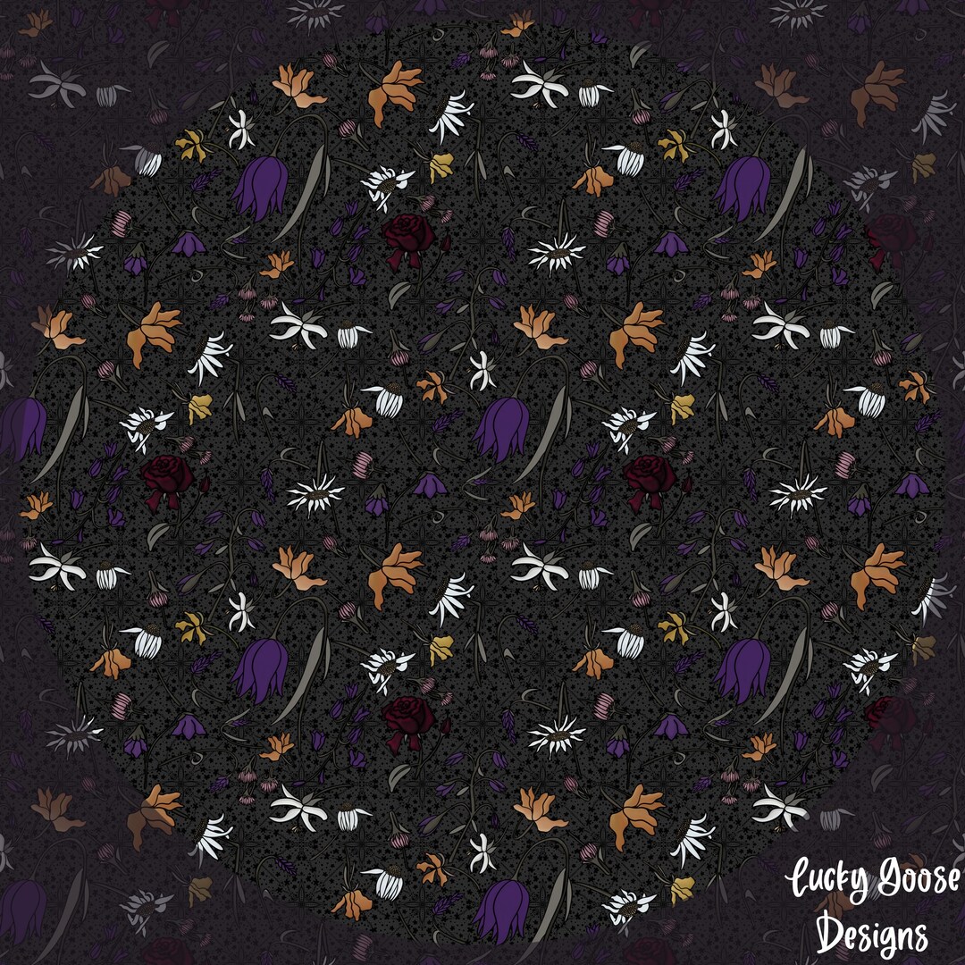 Gothic Floral Seamless Pattern | Dark Halloween Flowers, Black Lace ...