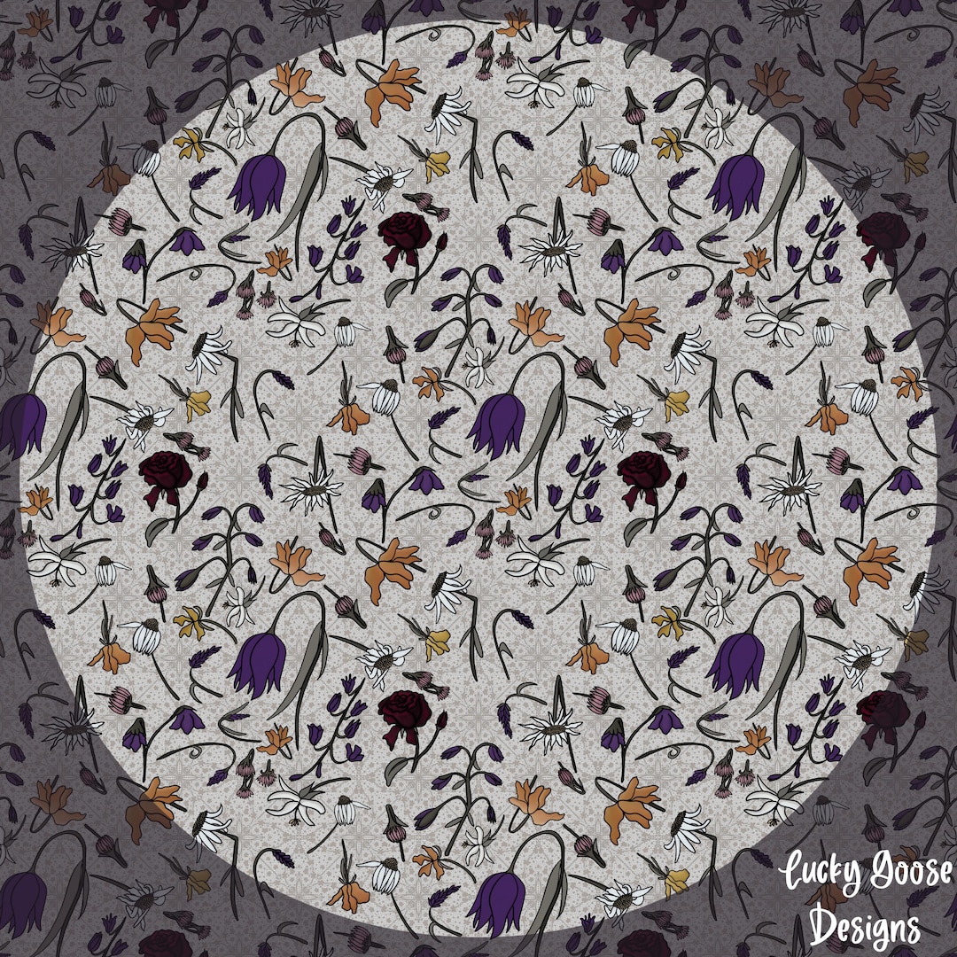 Wilted Floral Seamless Pattern | Gothic Cream Lace (PNG Download) - Etsy