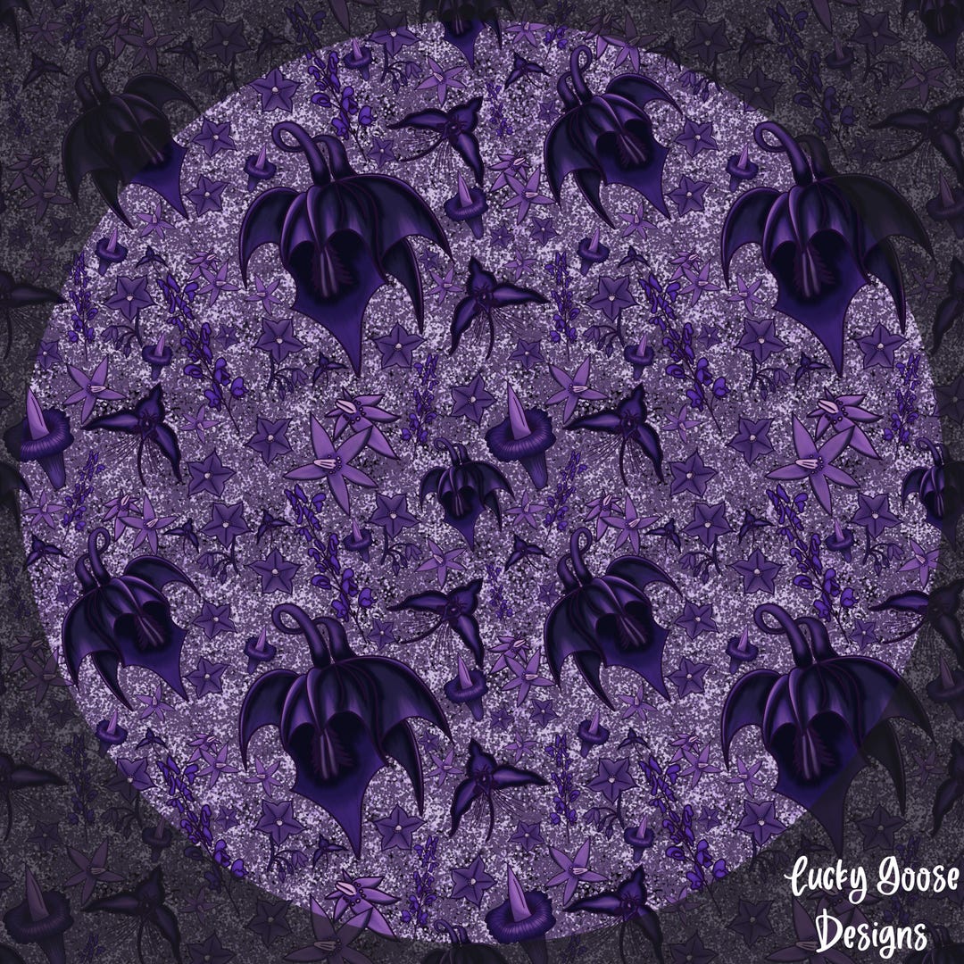 Purple Glitter Gothic Floral PNG – Dark Seamless Pattern for Fabric ...