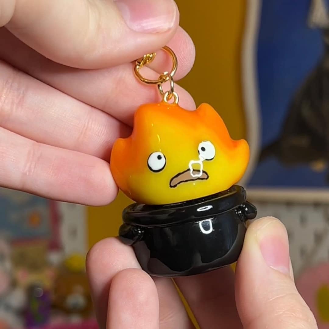 Fire Demon Stash Jar Keychain | Polymer Clay Stash Jar Kawaii Fire ...