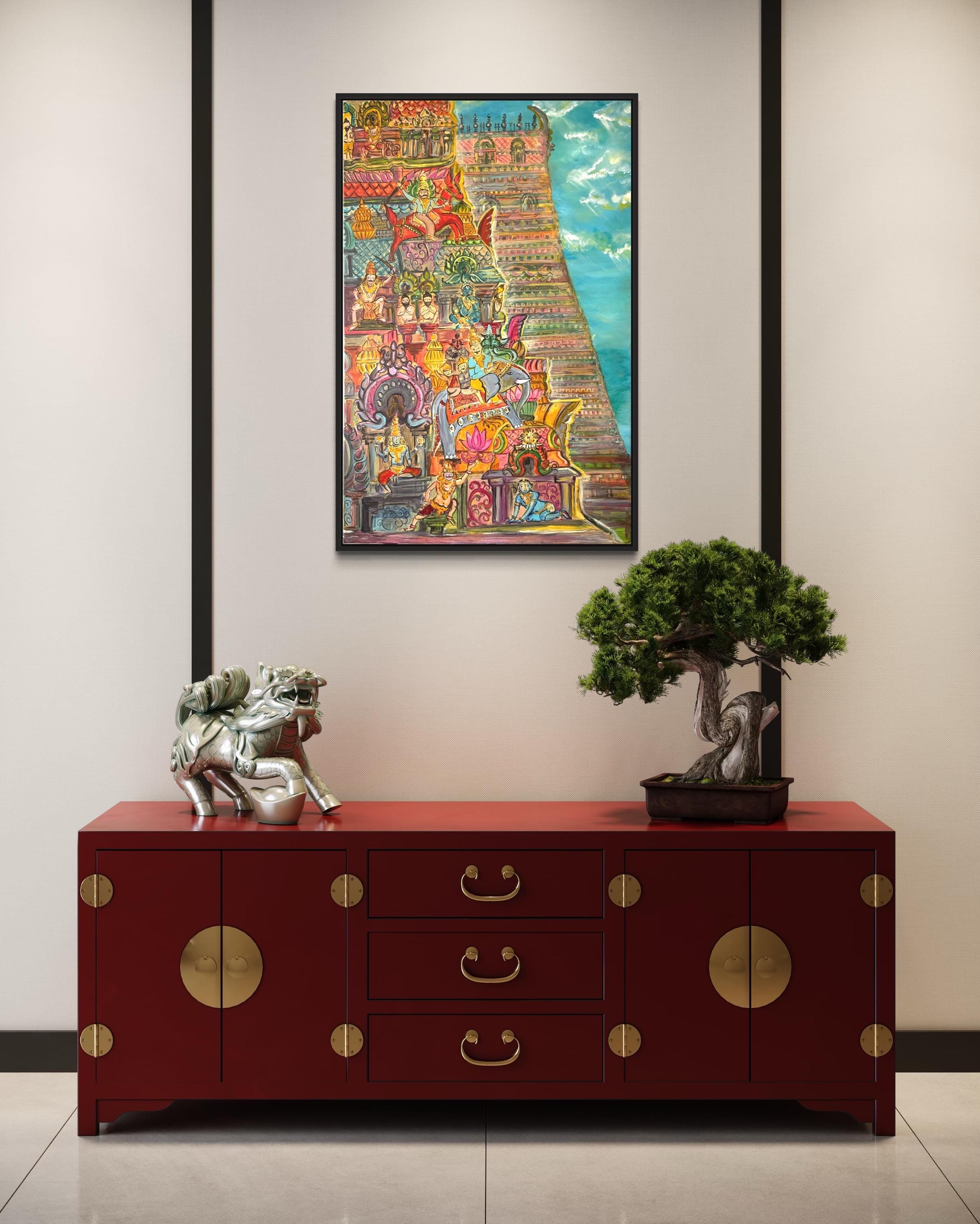 Srirangam Gopuram Painting: South Indian Temple Art, Meditation Decor ...
