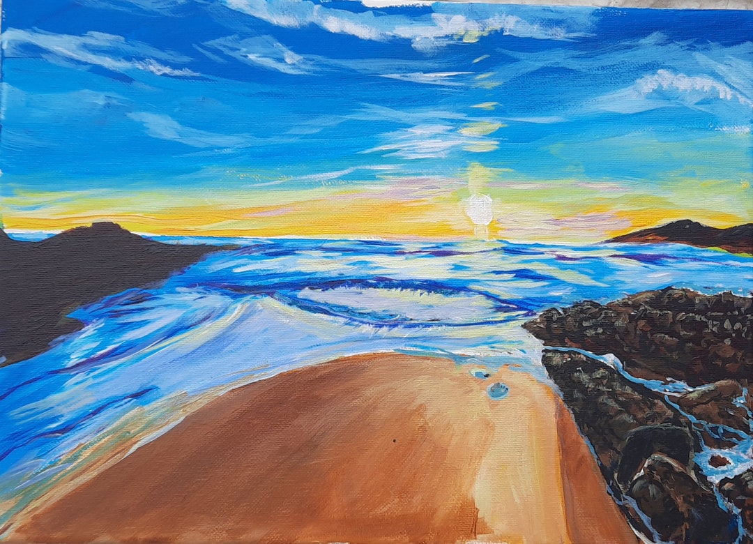 Woolacombe Devon Fine Art Print From Original Acrylic Painting - Etsy