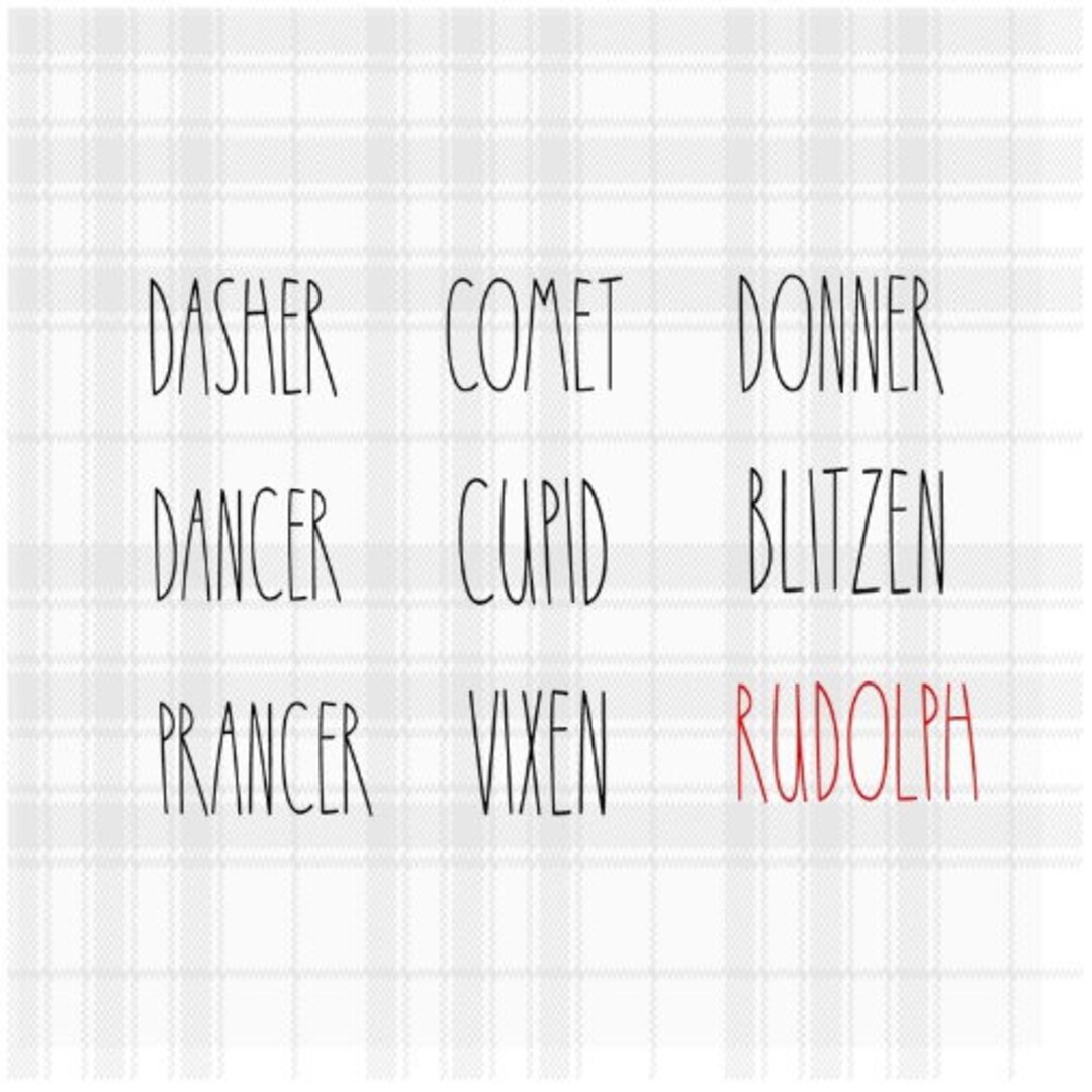 Rae Dunn Reindeer Names Svg File, Rae Dunn Names, Reindeer Svg ...