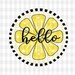 Hello Lemon Svg File, Svg Saying, Home Decor, Front Door Decor, Hello ...