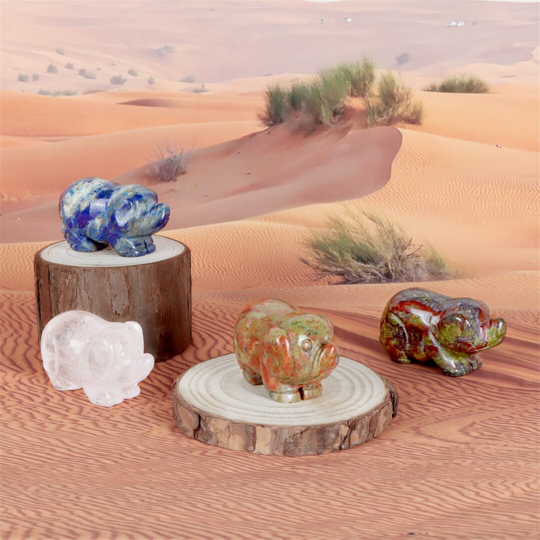 2 Hand Carved Gemstone Pig Figurine Healing Crystals and Stones ...