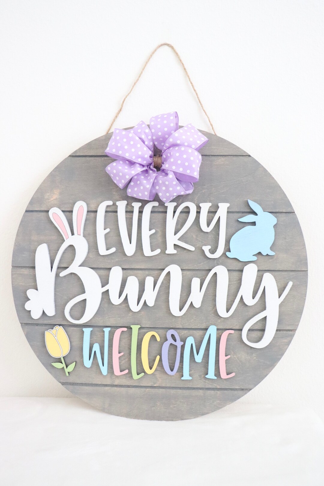 Every Bunny Welcome Spring Door Hanger Front Door Decor Easter Door ...