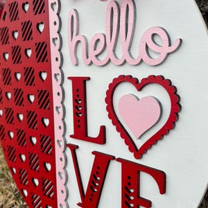 Valentines Day Door Hanger Hello Love Door Sign Front Door Decor Home ...