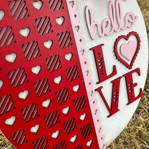 Valentines Day Door Hanger Hello Love Door Sign Front Door Decor Home ...