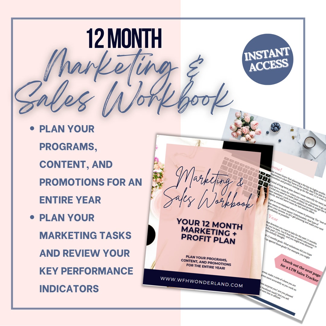 Marketing Planner & Sales Workbook | Sales Planner | 12 Month Digital ...