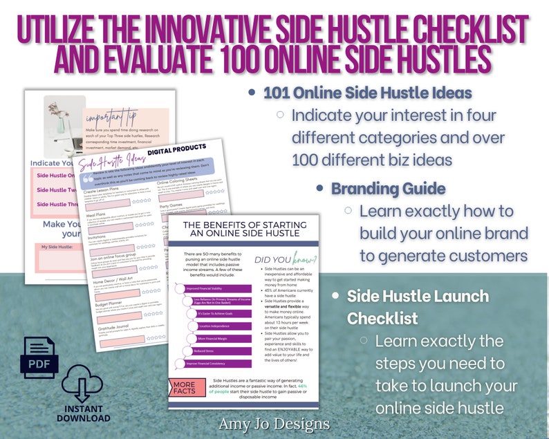 Side Hustle Planner Side Hustle Guide Passive Income Planner Online ...
