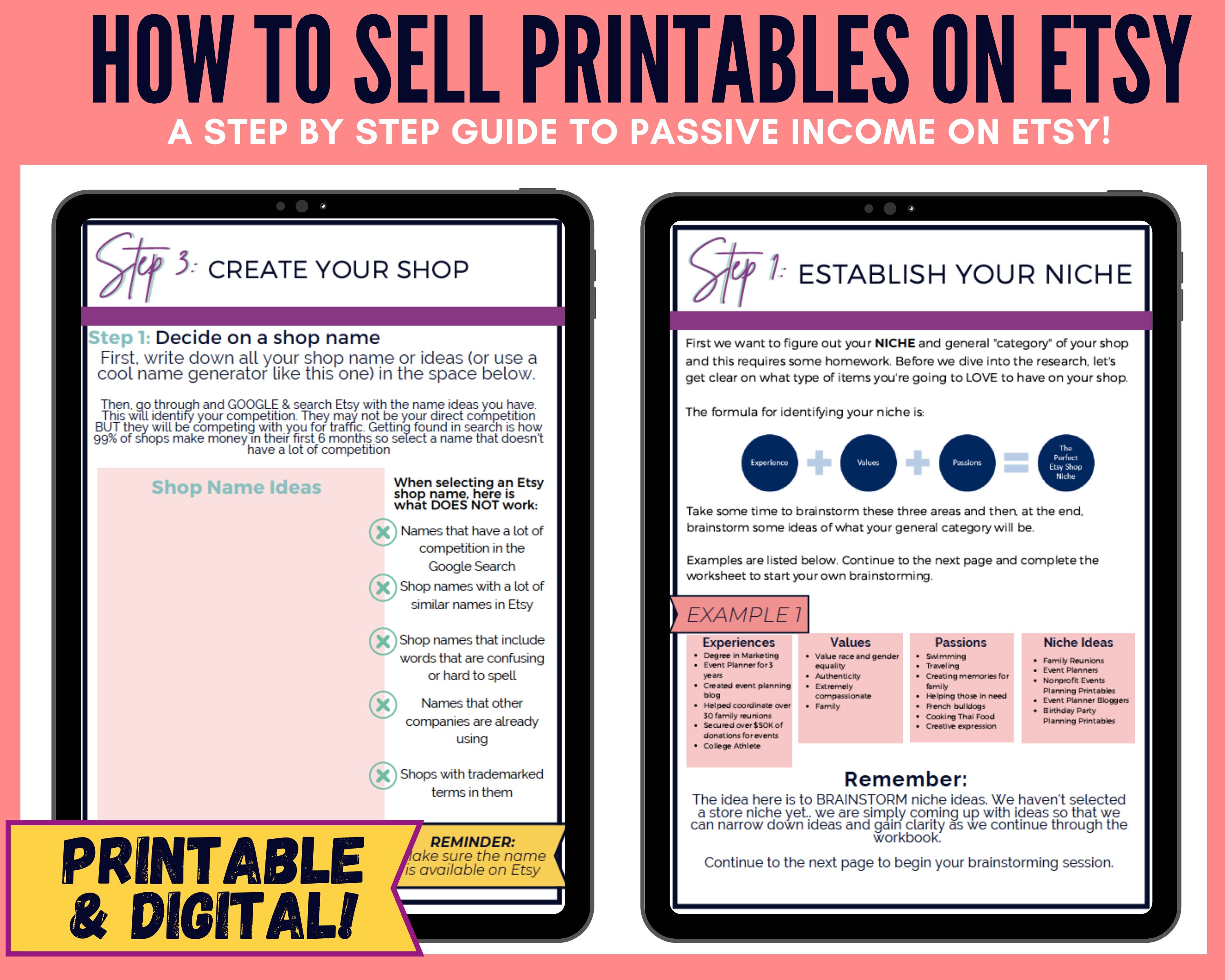 Printables Etsy Shop Planner Etsy Digital Products Guide Etsy Training ...