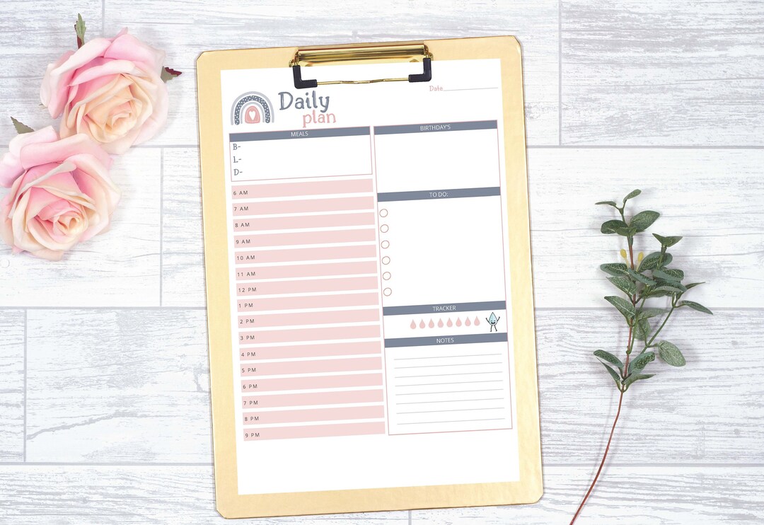 Boho Daily Planner Printable: Hourly Schedule, To-do List (PDF Download ...
