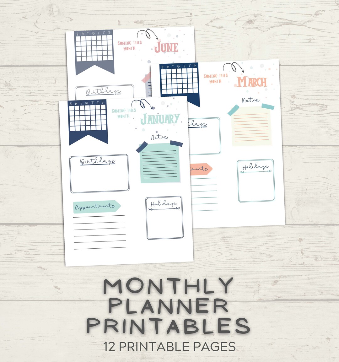 Monthly Planner Printable, Schedule, Printable Planner, Monthly ...