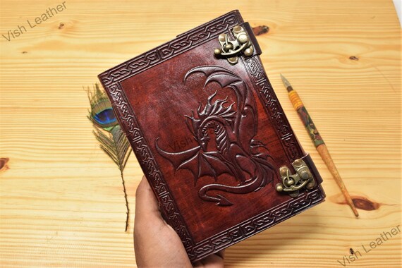 Dnd Journal Handmade Leather Celtic Dragon Journal Real - Etsy