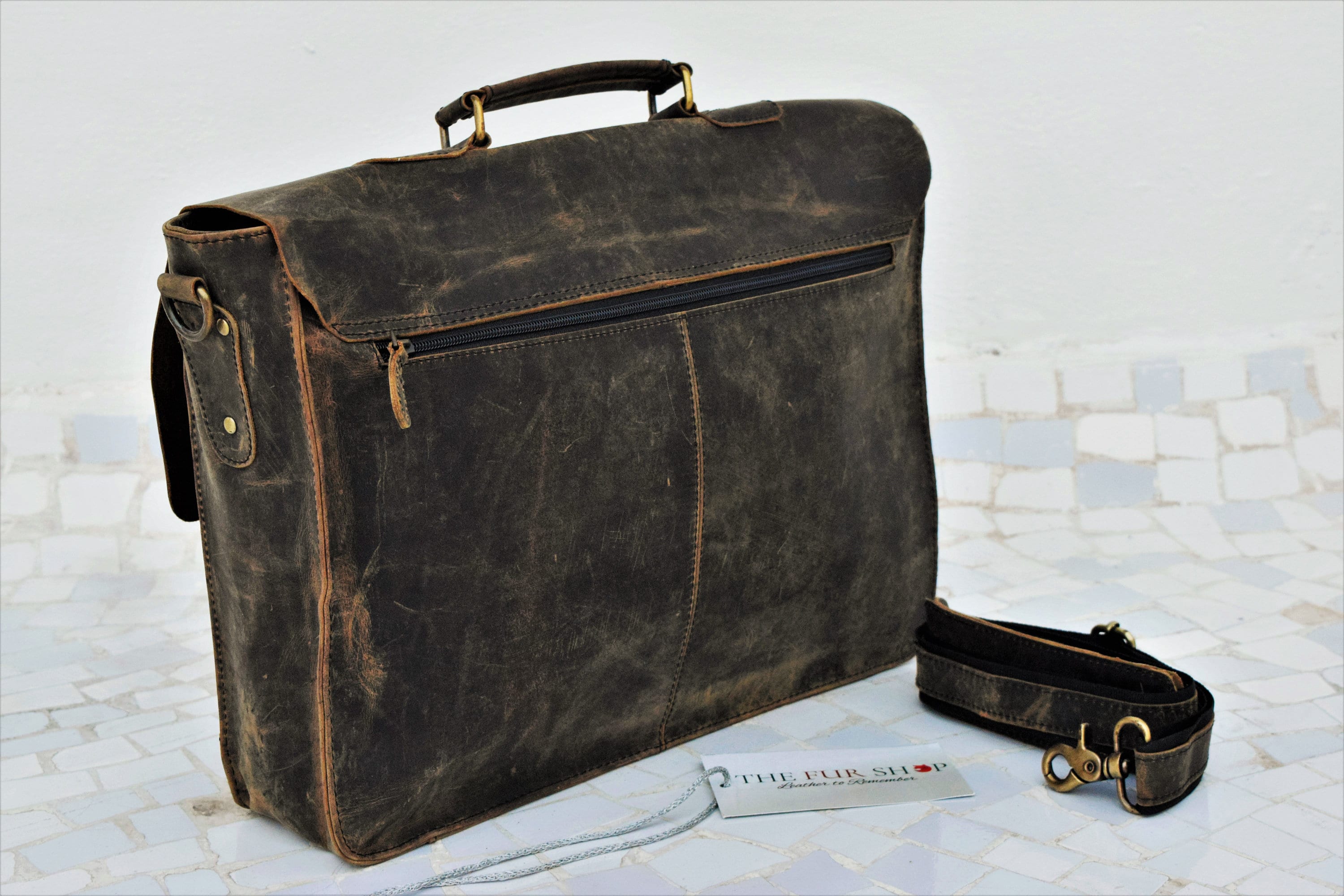 Leather Messenger Laptop Bag Vintage Rustic Black Handmade Bag - Etsy