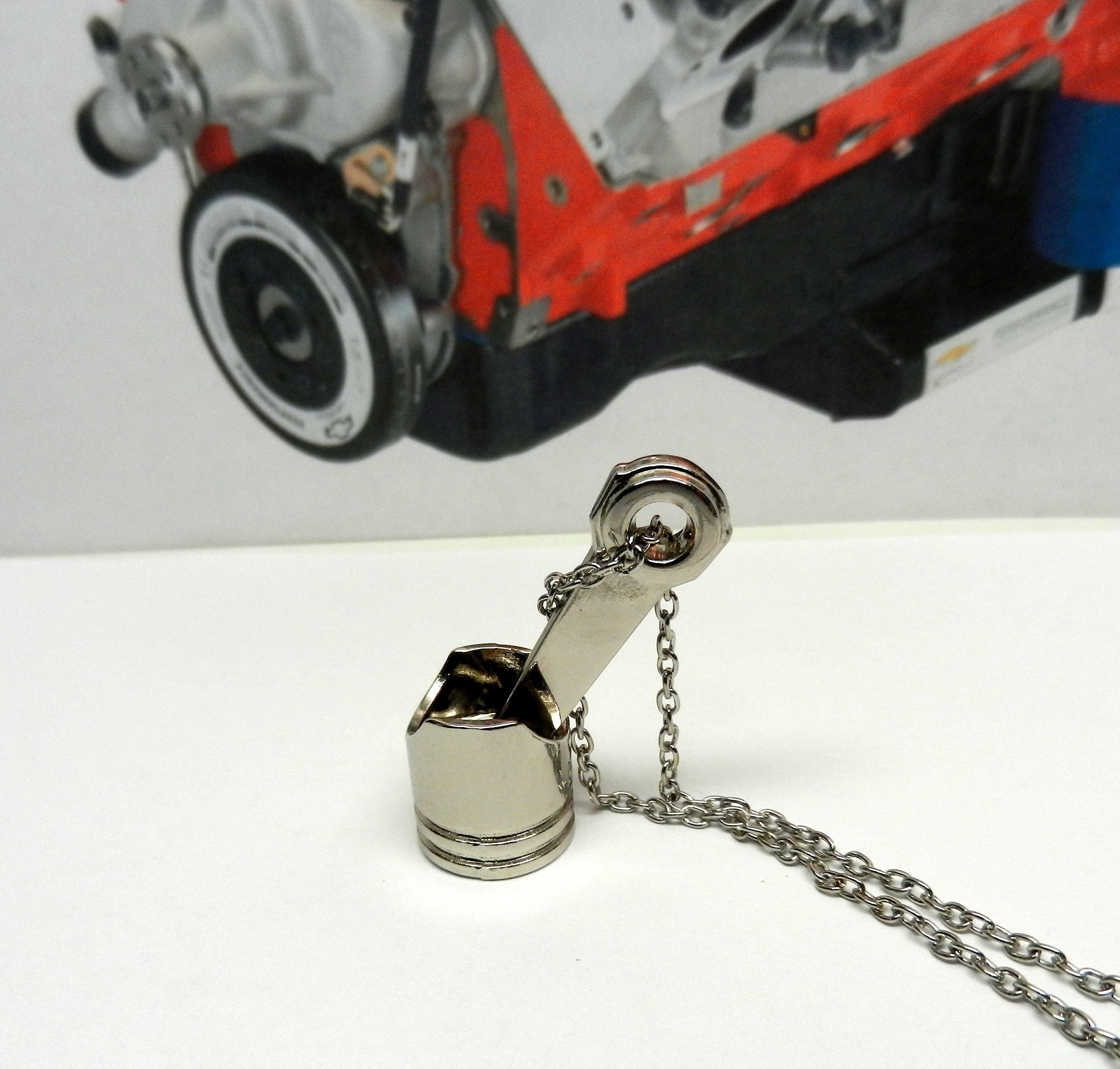 Car Engine Piston 19 Necklace Silver Tone Chrome Detroit - Etsy