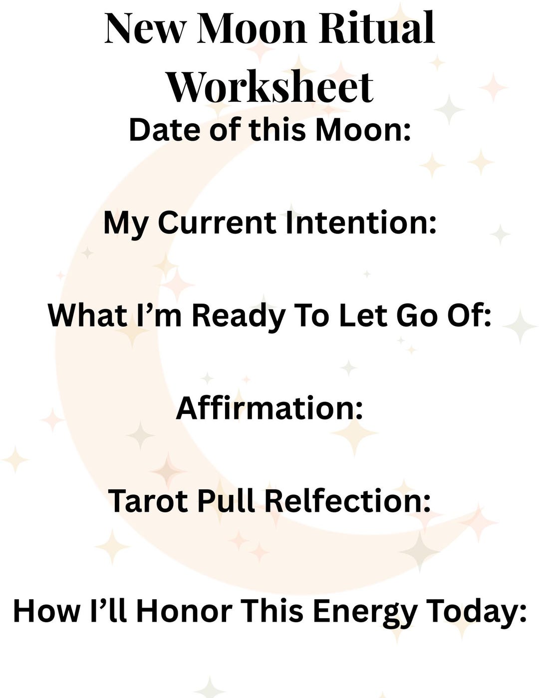 New Moon Ritual Page / Witchy Printable / Manifestation Worksheet PDF ...