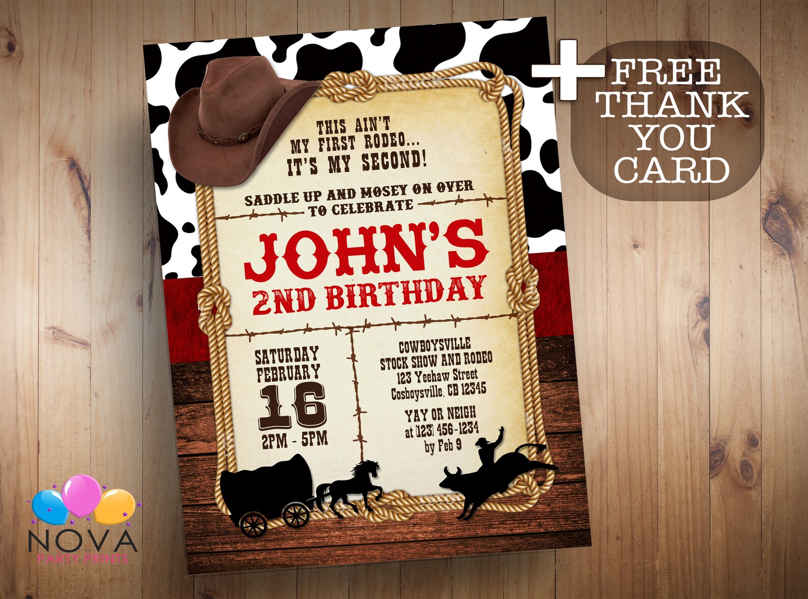 Rodeo Cowboy Birthday Invitation. Rodeo Cowboy Invites. - Etsy