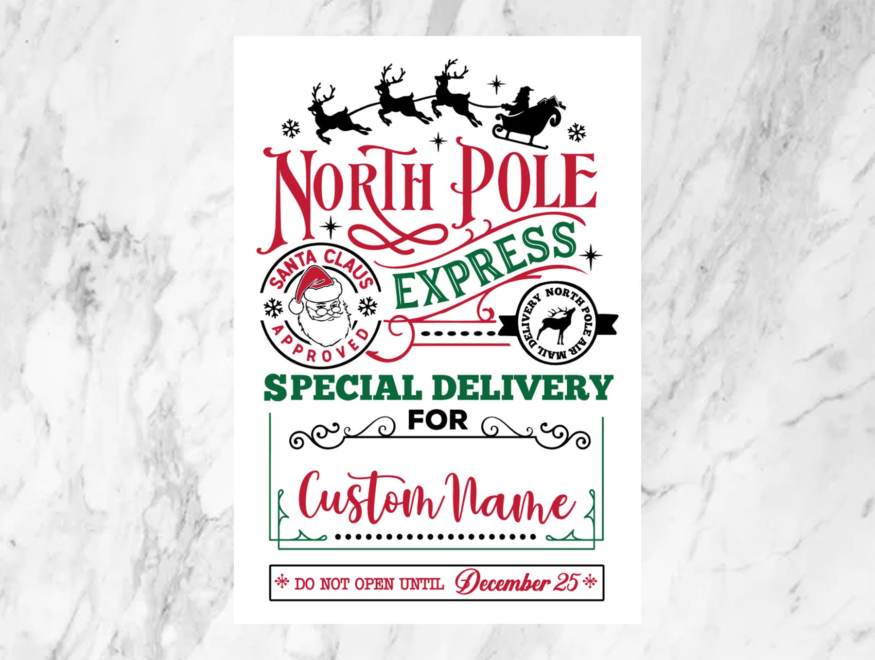 North Pole Express Santa Gift Sticker - Etsy