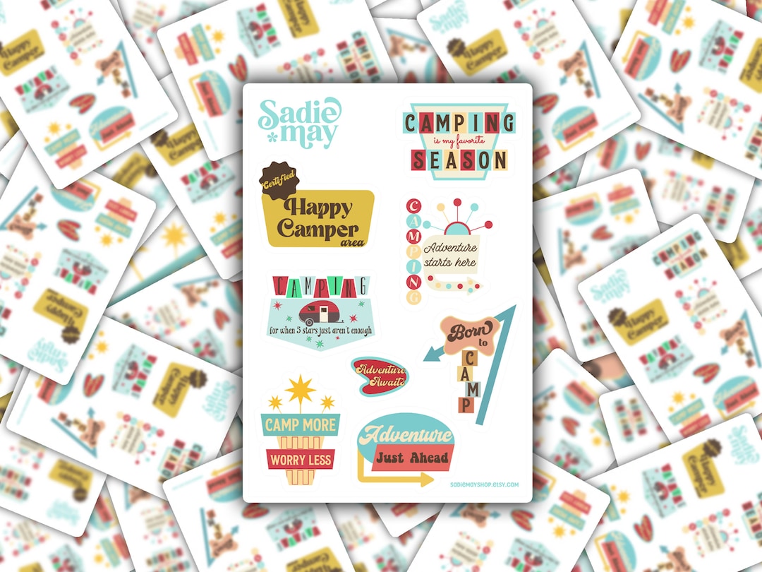 Retro Camping Sticker Sheet - Etsy