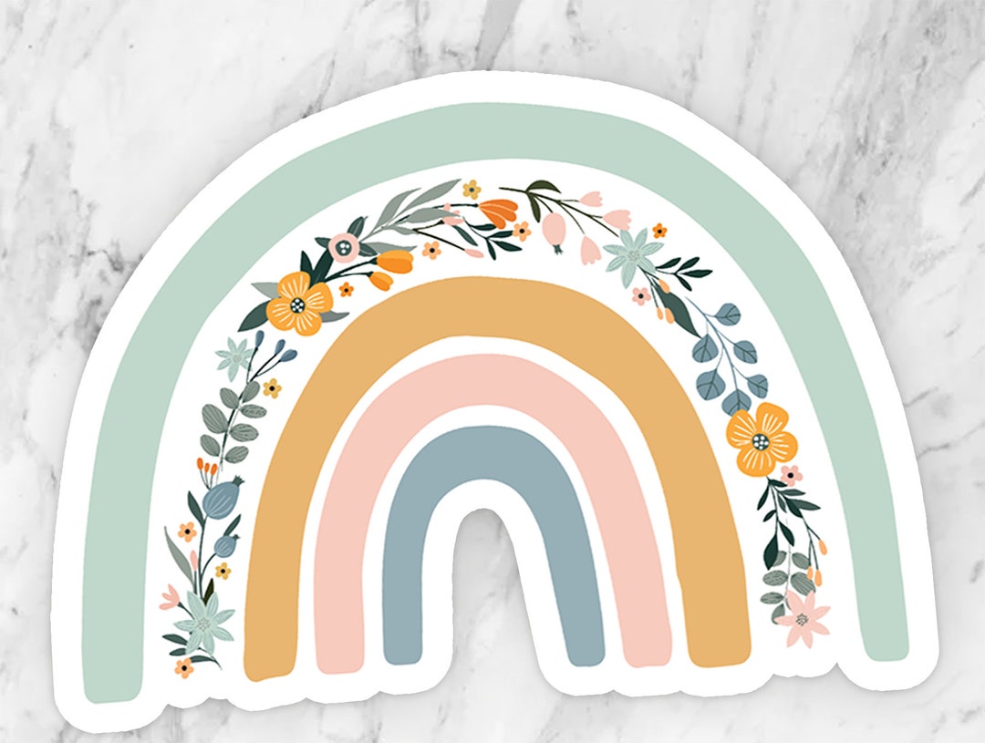 Boho Floral Rainbow Sticker - Etsy