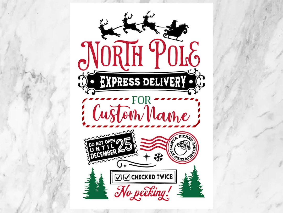 North Pole Express Delivery Santa Gift Sticker - Etsy