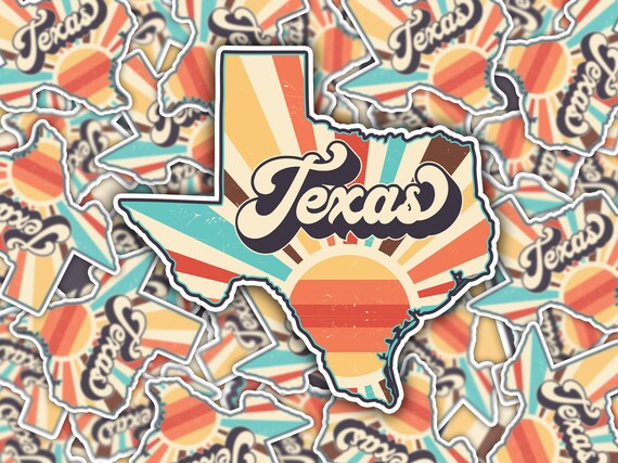 Texas Retro Vinyl Sticker - Etsy