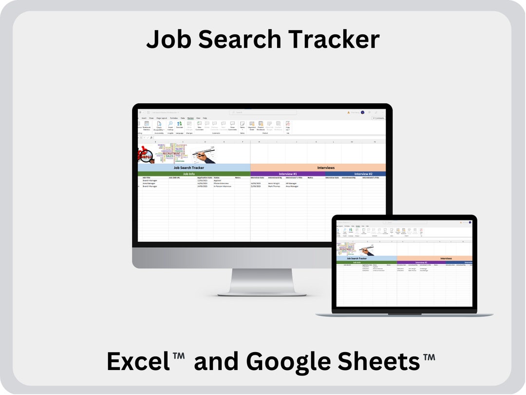 Job Search Tracker Spreadsheet Google Sheets and Excel Versions Record ...