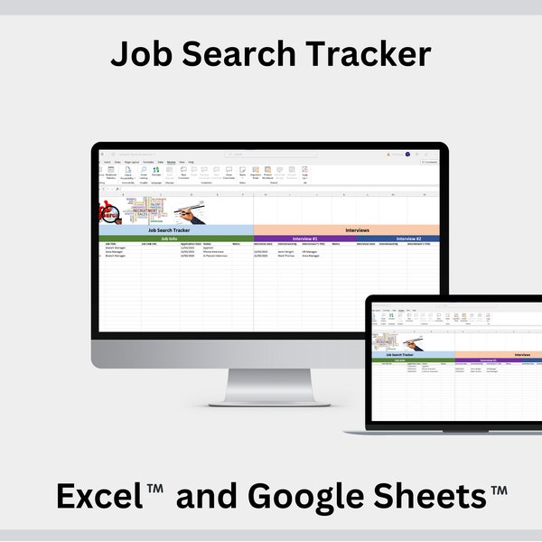 Job Search Tracker Spreadsheet Google Sheets and Excel Versions Record ...