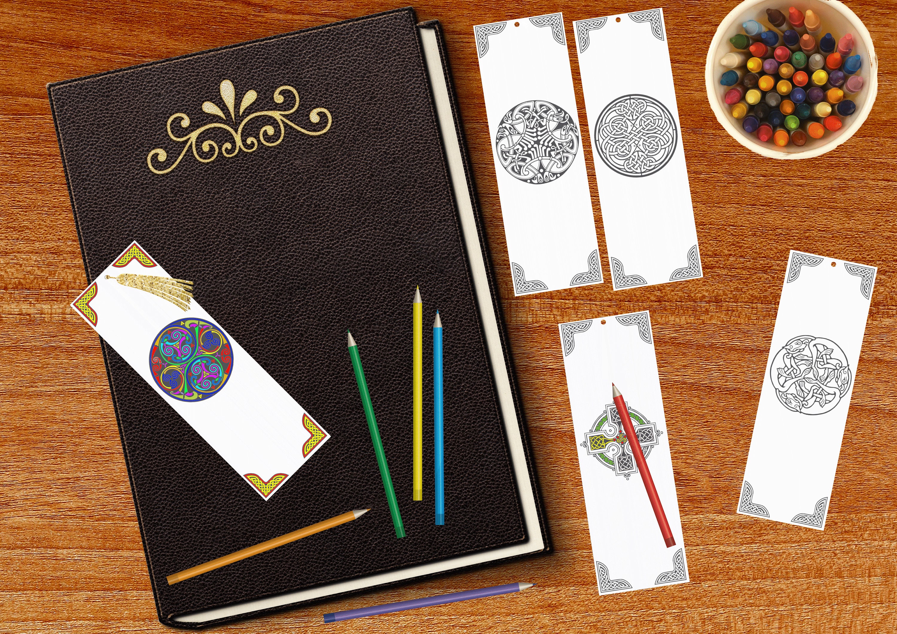 Set of 5 Celtic Design Printable Bookmarks to Colour Home Printable PDF ...