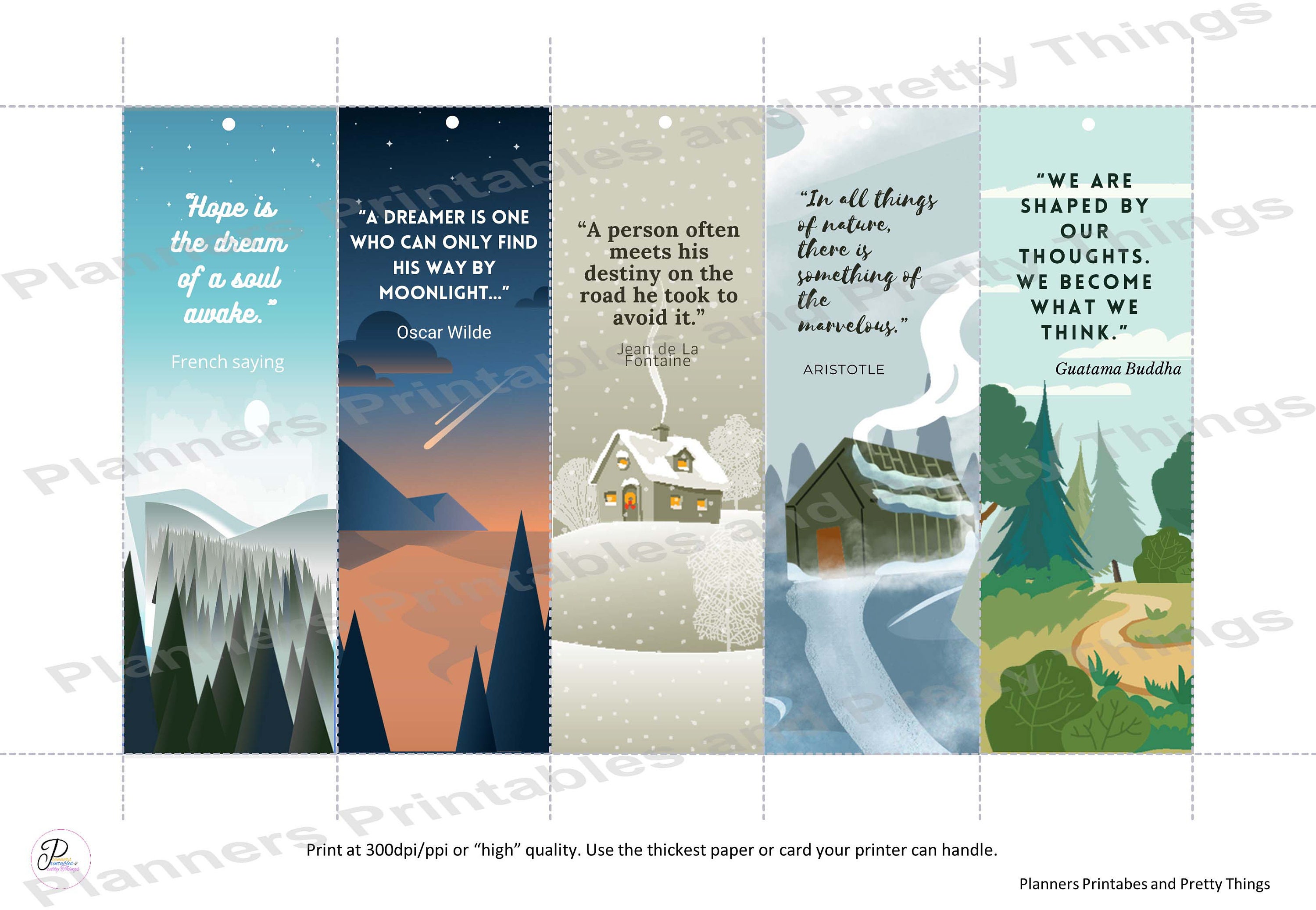 Set of 5 Scenic Printable Bookmarks Inspitational Quotes Home Printable ...