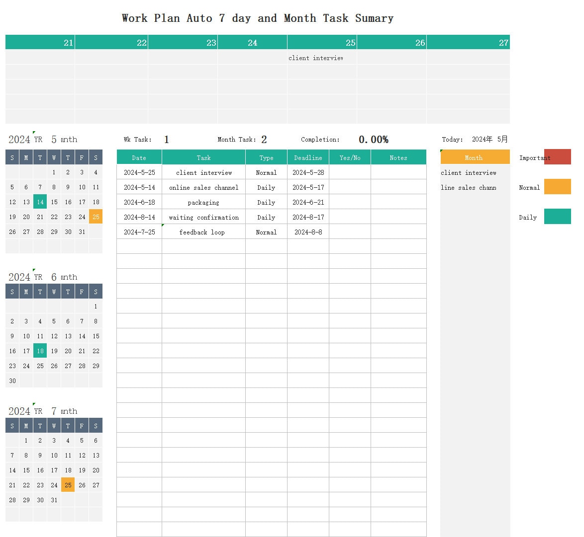 Task Planner Excel Templates Drop Down Options Auto Dates Forward View ...