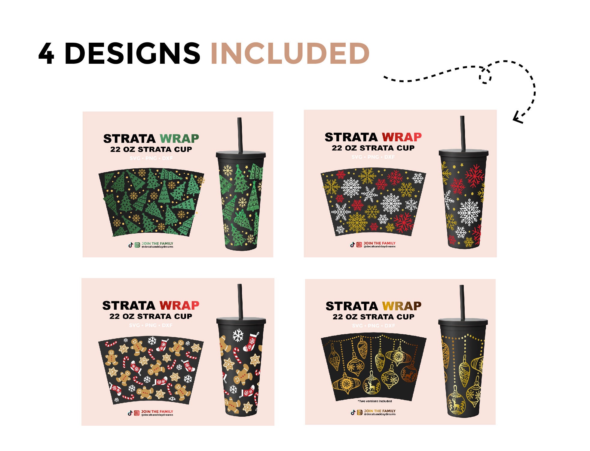 Tumbler Template Strata Full Wrap svg Winter Christmas Strata Cups svg ...