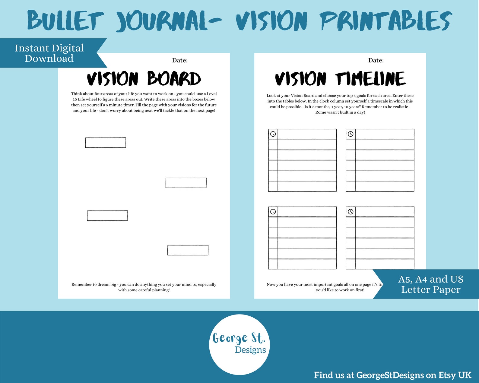 Bullet Journal Vision Board Printable, Bullet Journal Goal Setting ...