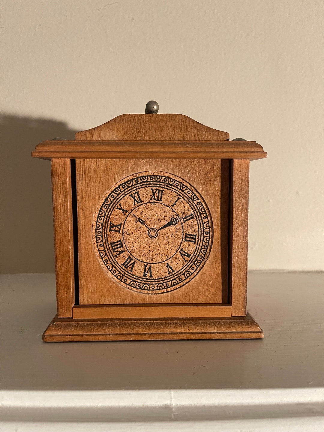 Set of 6 Vintage 1970’s Wooden Cork Clock Coaster With Metal Grommets ...