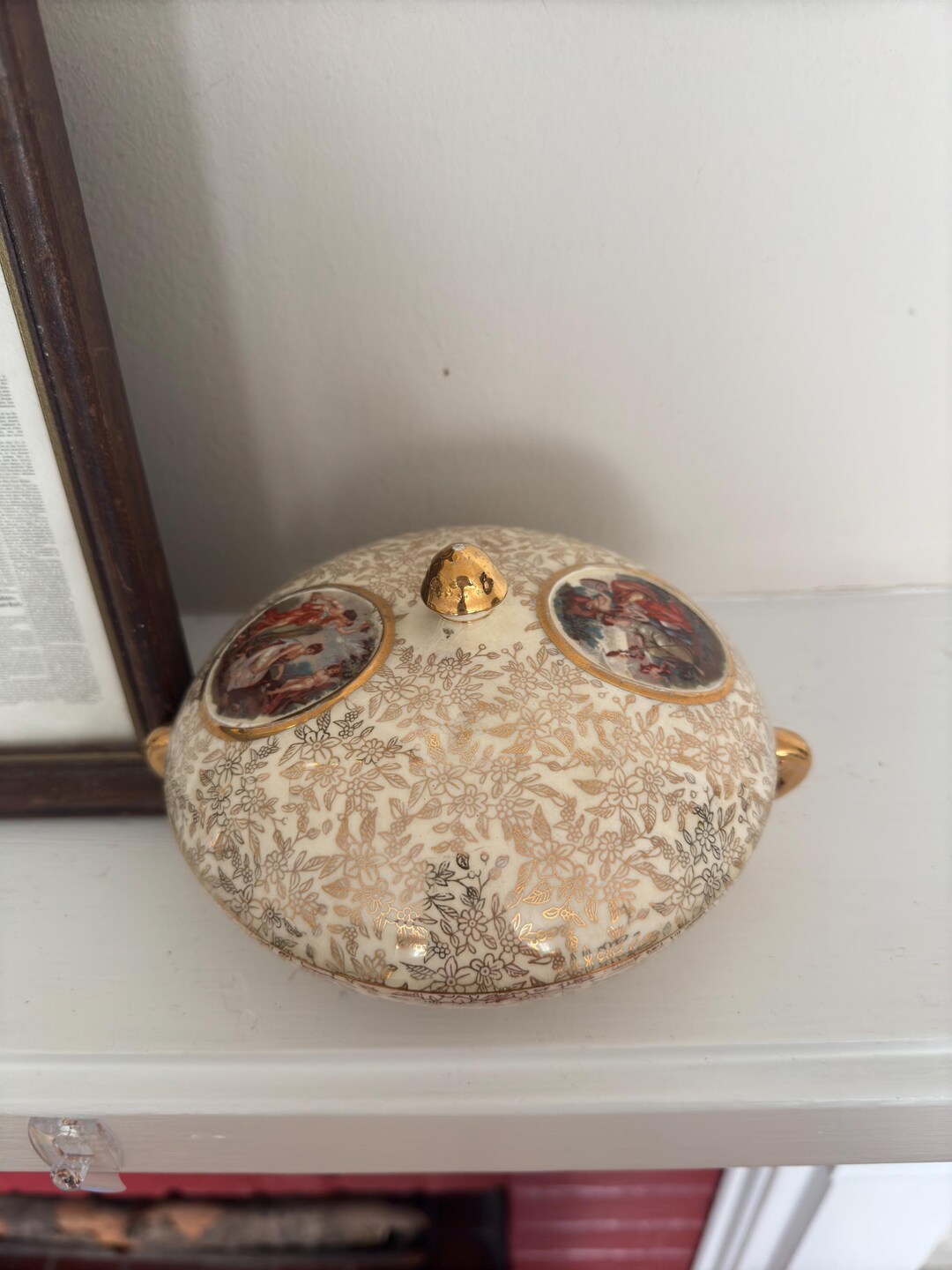 7 Vintage Empire Ware England Shelton Porcelain Gold Trim Dish With Lid ...