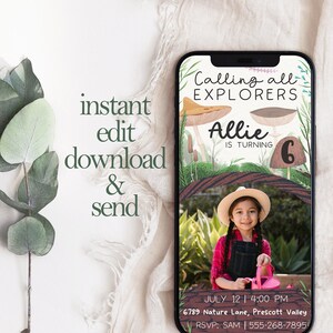 EDITABLE Woodsy Photo Birthday Party Invitation Nature Picture Invite ...
