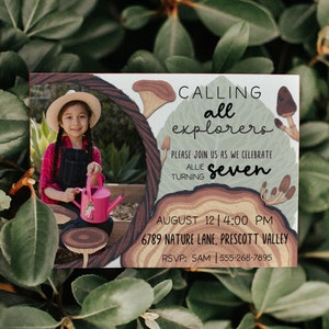 EDITABLE Woodsy Photo Birthday Party Invitation Nature Picture Invite ...