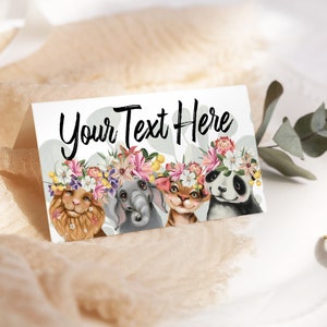 Editable Zoo Animal Place Cards Safari Food Labels Wild Birthday Label ...
