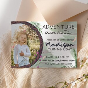EDITABLE Outdoorsy Photo Birthday Party Invitation | Nature Picture ...