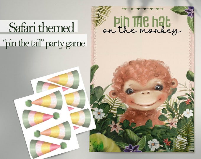 GAME Pin the Tail on the Monkey Birthday Party Game Instant DOWNLOAD ...