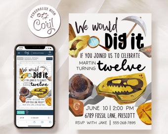 Paleontologist Birthday Invitation - Etsy