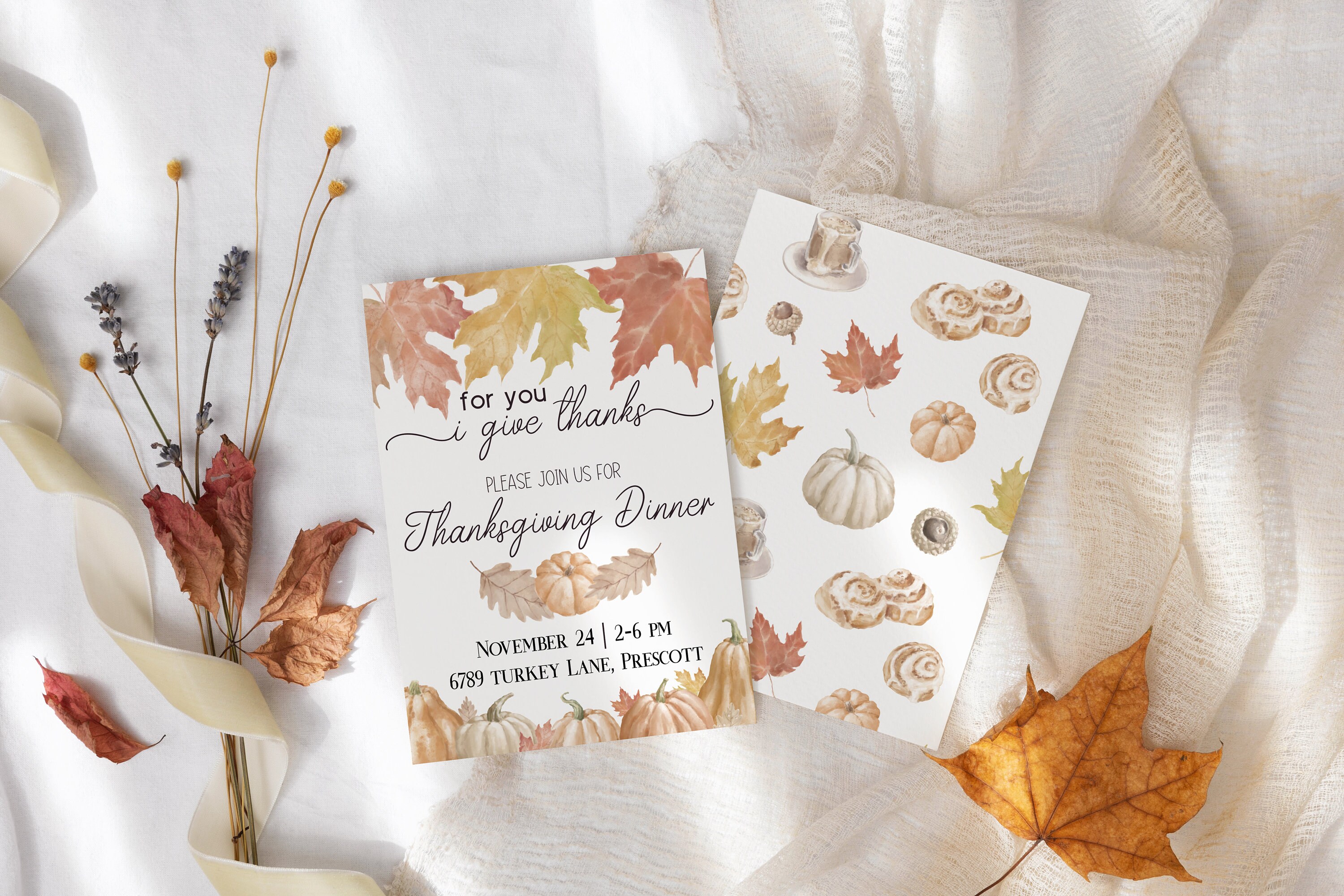 EDITABLE Thanksgiving Party Invitation Give Thanks - Etsy