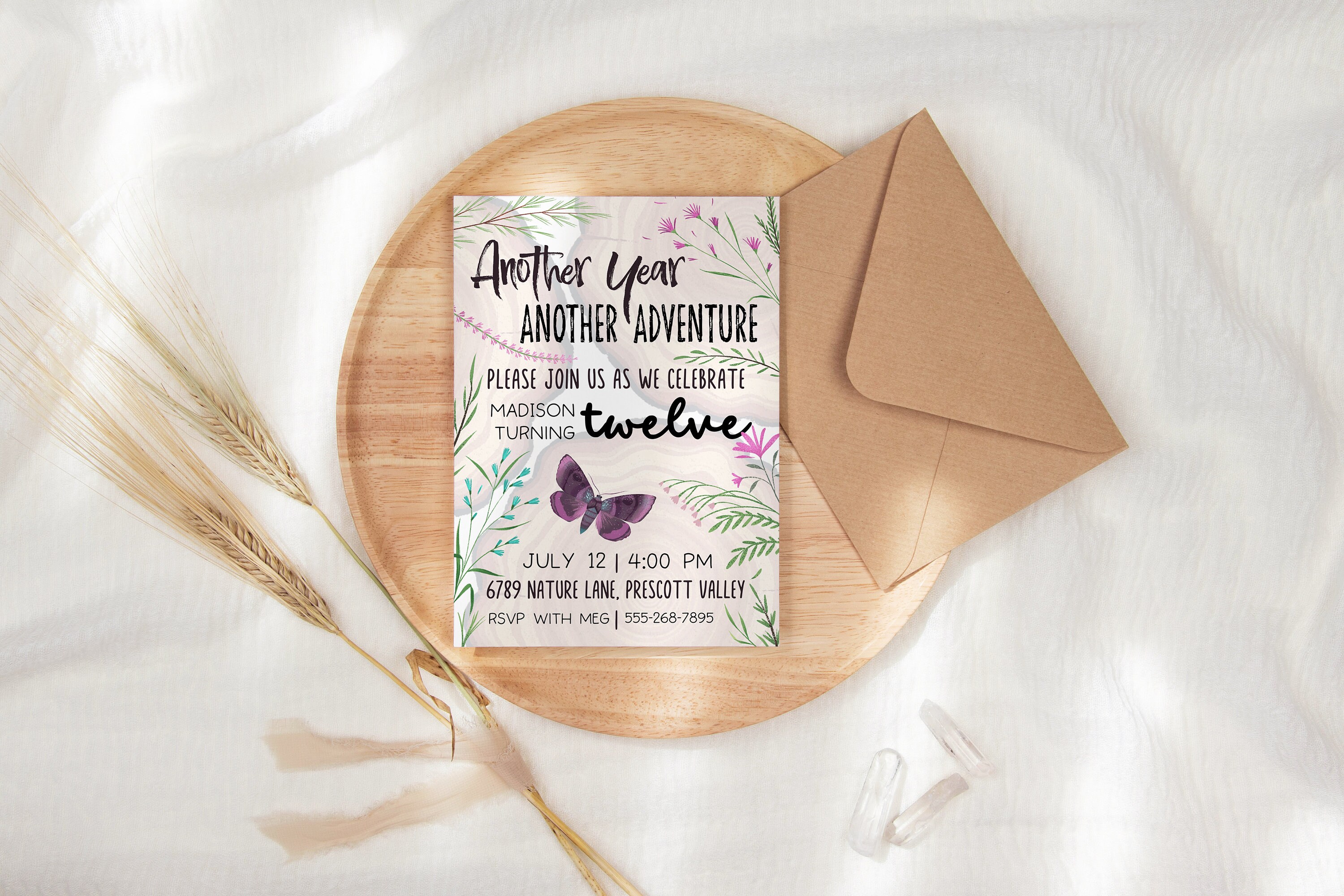 EDITABLE Outdoorsy Birthday Party Invitation | Nature Birthday Flower ...
