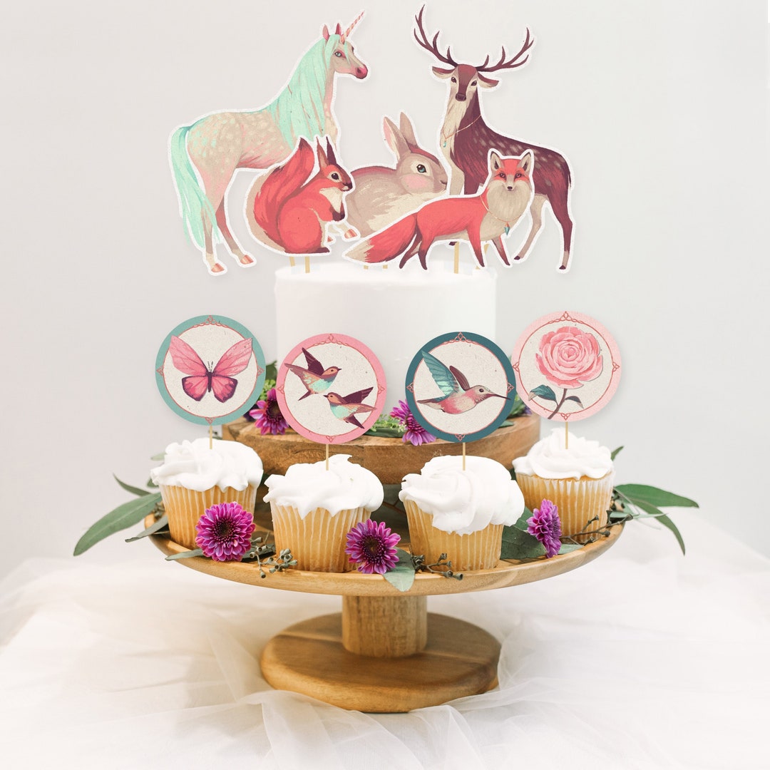 Enchanted Dessert Toppers | Cake Centerpiece | Pink Cupcake Toppers ...