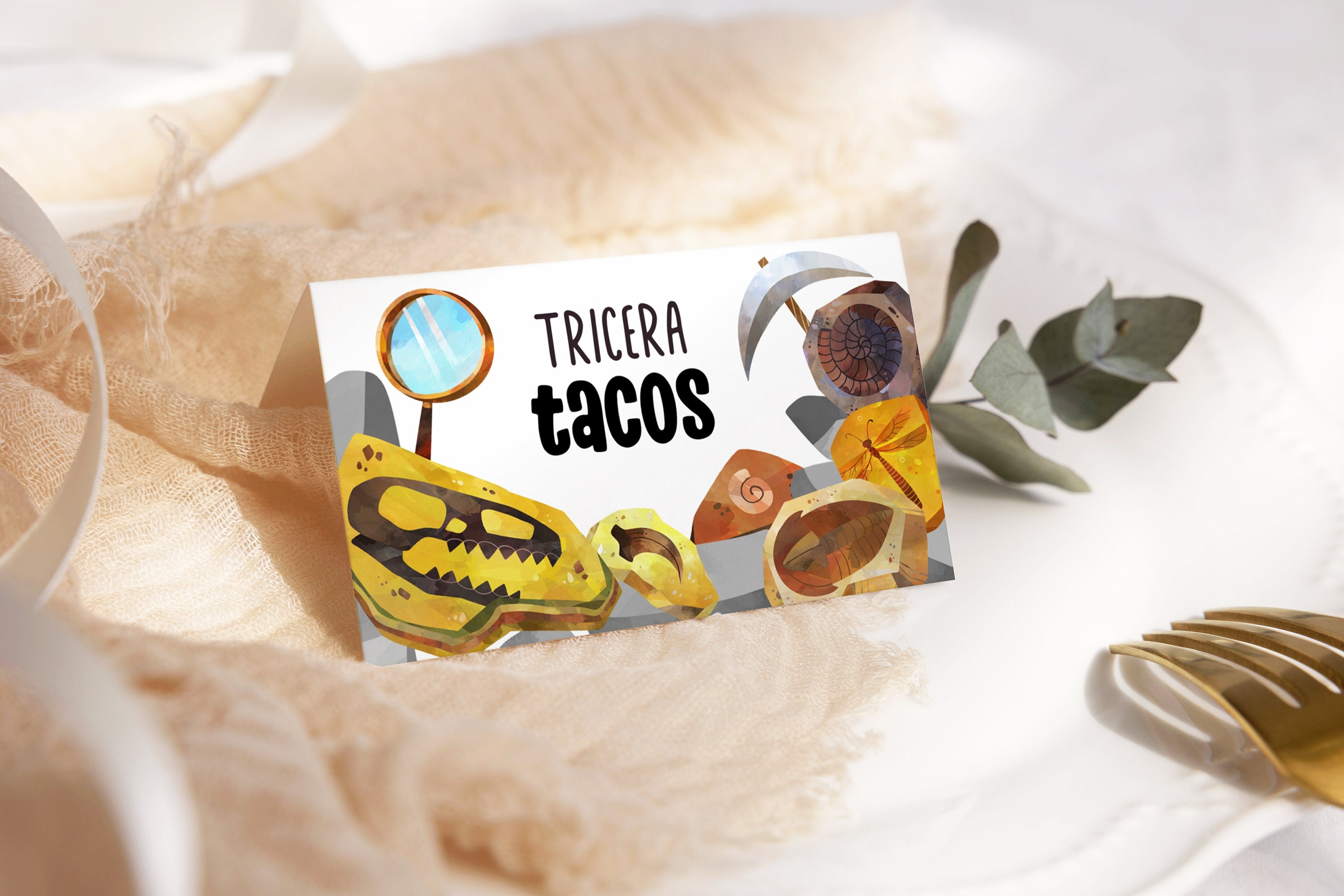 Editable Fossil Place Cards | Dinosaur Food Labels | Archeologist ...