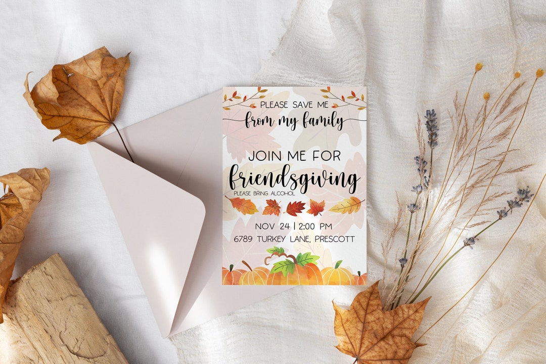 Funny Friendsgiving Party Invitation Thanksgiving Dinner Invite Autumn ...